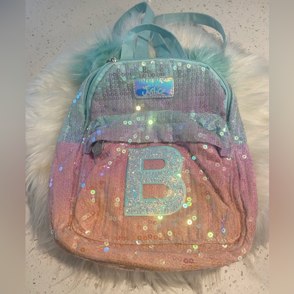 Justice | Accessories | Justice Sequin Small Backpack With Letter B ...
